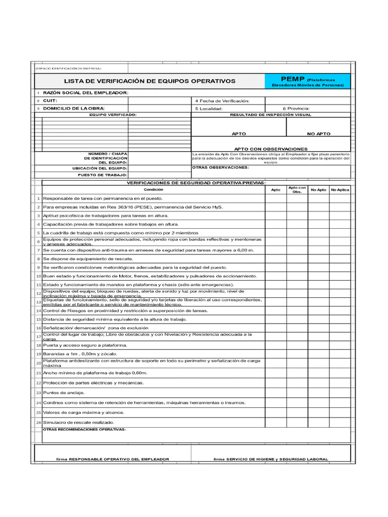 Check List PEMP SRT 61-2023 | PDF