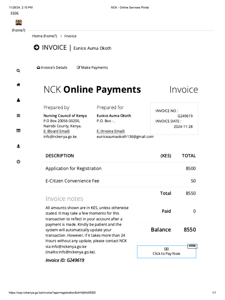 NCK - Online Services Portal | PDF | Invoice | Payments