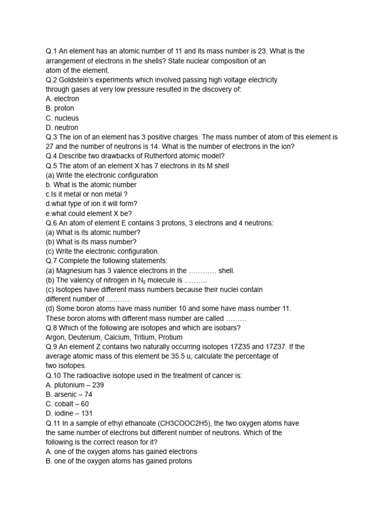 Structure of Atom (2) | PDF | Atoms | Chemical Elements