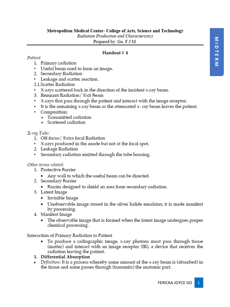 Midterm Handout#4 | PDF | Attenuation | X Ray Midterm Handout#4 | PDF | Attenuation | X Ray