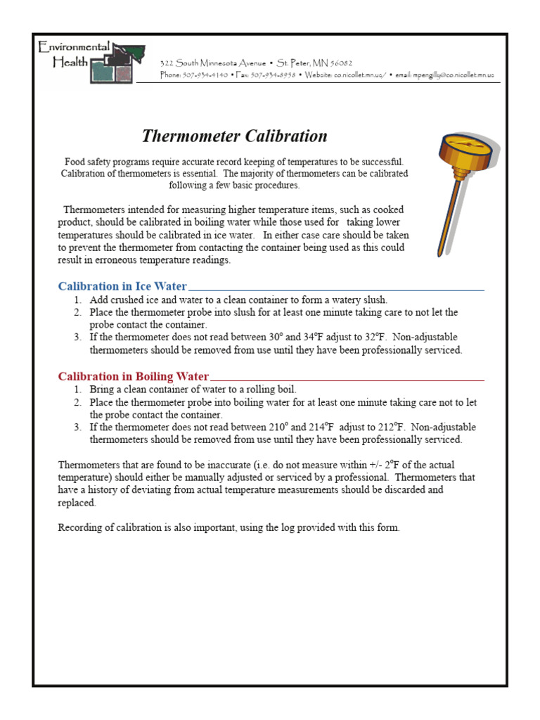 Thermometer Calibration Procedures Guide | PDF | Thermometer | Calibration