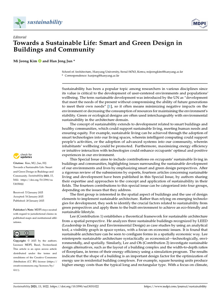 Sustainability 13 01022 v2 | PDF | Sustainability | Sustainable Design