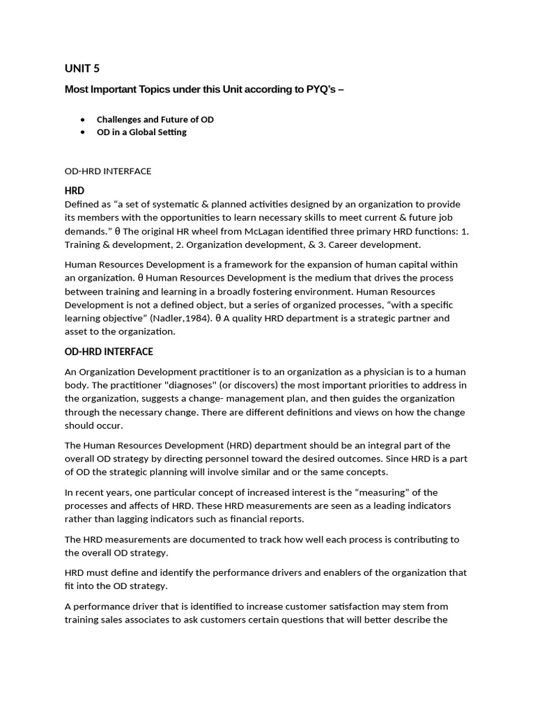 OD UNIT 5 | PDF | Learning | Human Resources