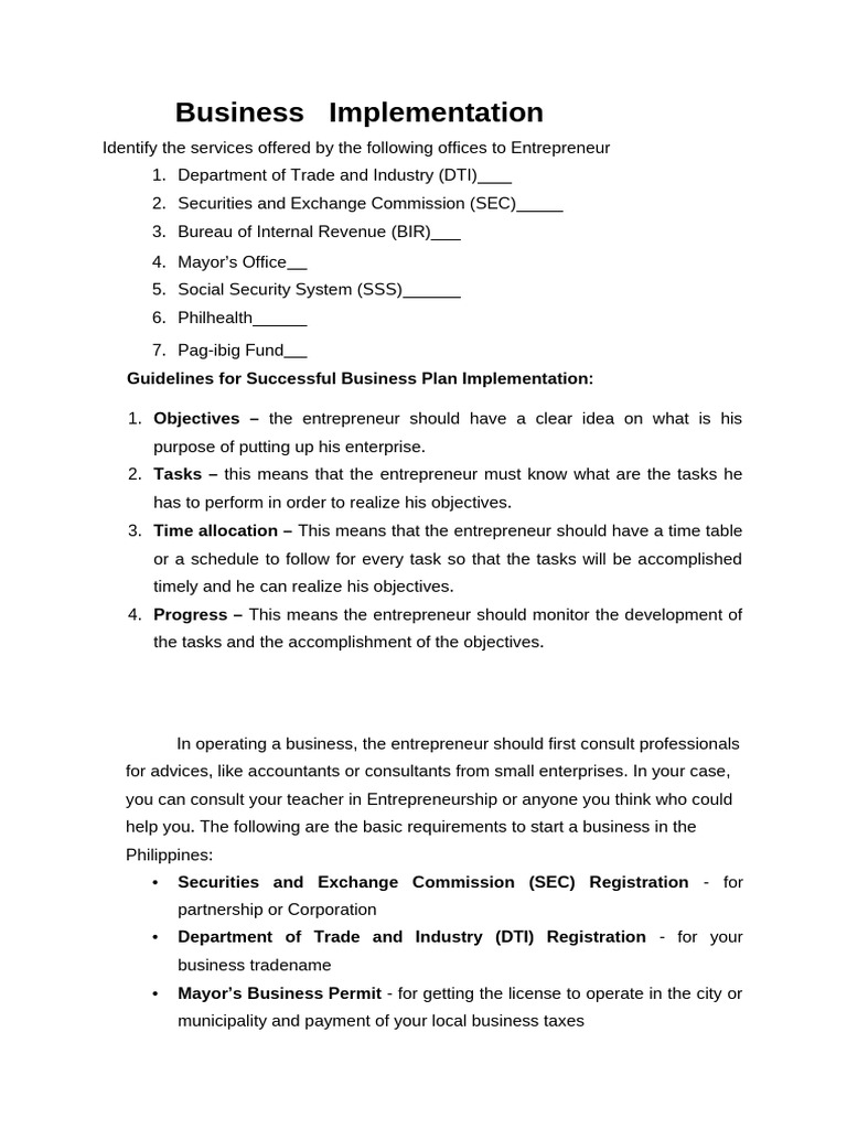 Business Implementation | PDF | Insurance | Entrepreneurship
