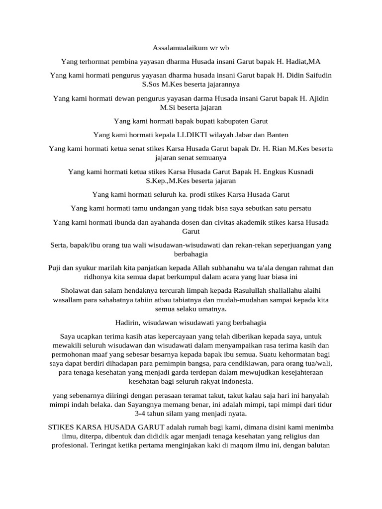 NASKAH PIDATO WISUDA | PDF