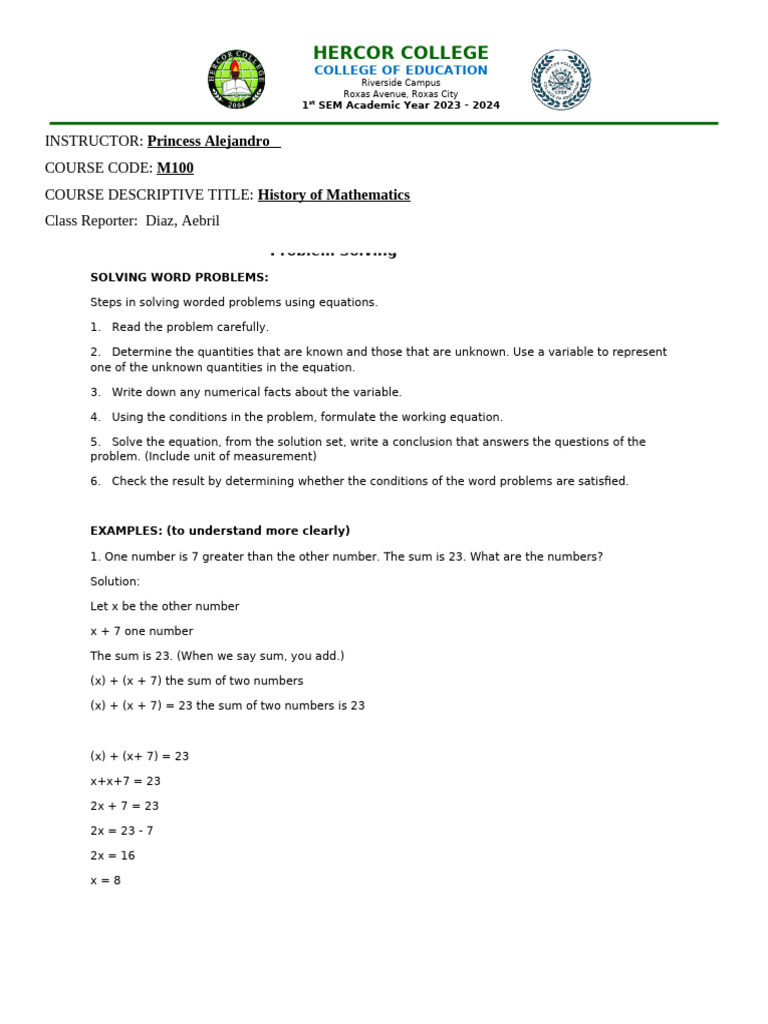 3. Problem Solving | PDF | Mathematics | Applied Mathematics