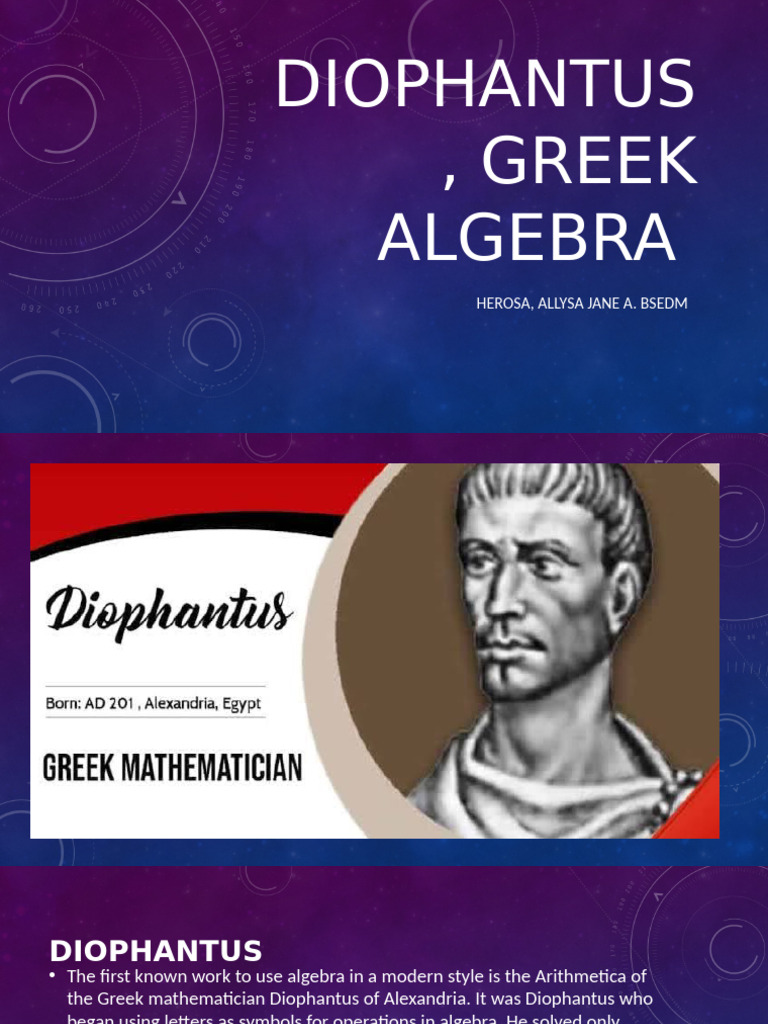 5. Diophantus Greek Algebra ALLYSSA | PDF