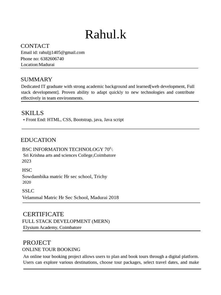 Rahul Resume | PDF