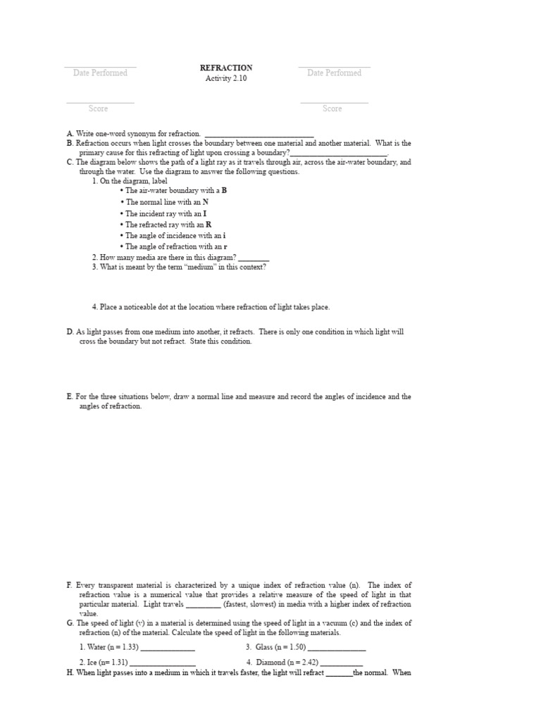 Understanding Light Refraction and Reflection | PDF | Mirror | Refraction