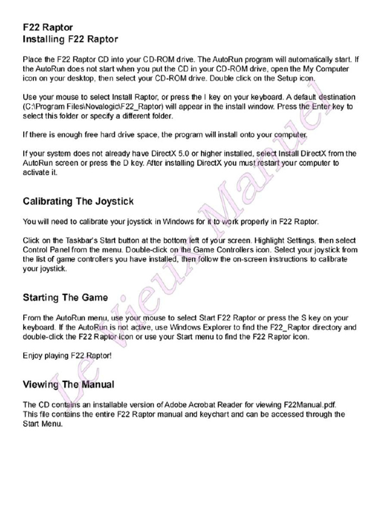 F-22-Raptor Misc Win EN Install-Guide | PDF