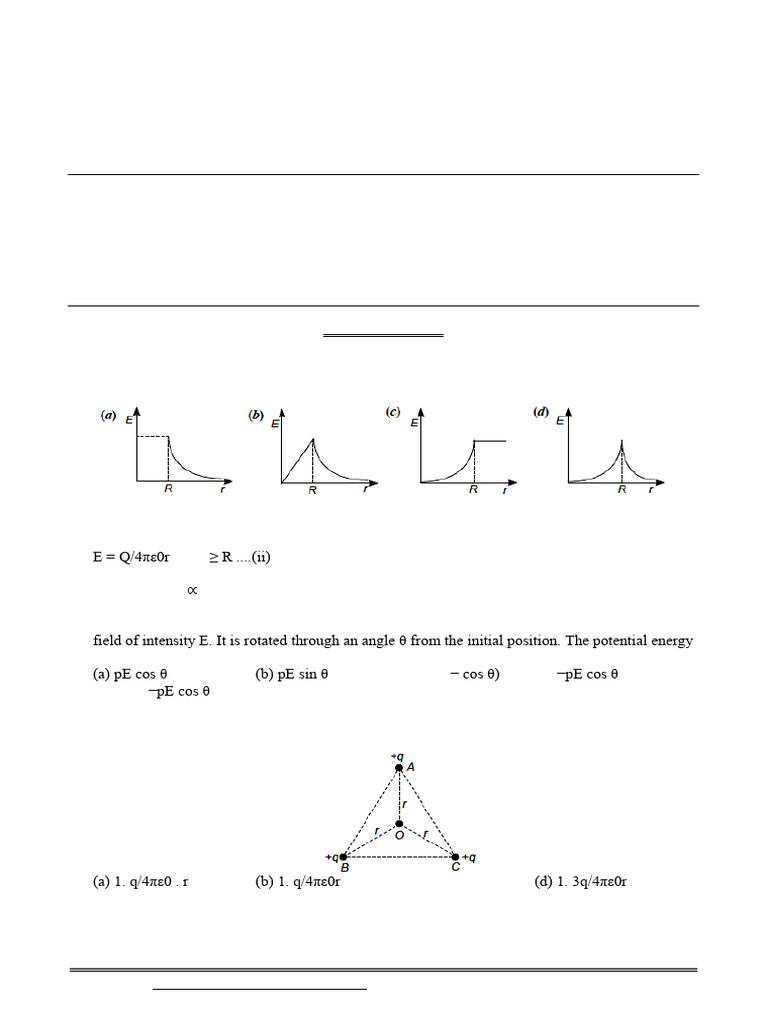 Physics Class Xii Chapter 01 Electric Charges and Fields Practice Paper ... Physics Class Xii Chapter 01 Electric Charges and Fields Practice Paper ...