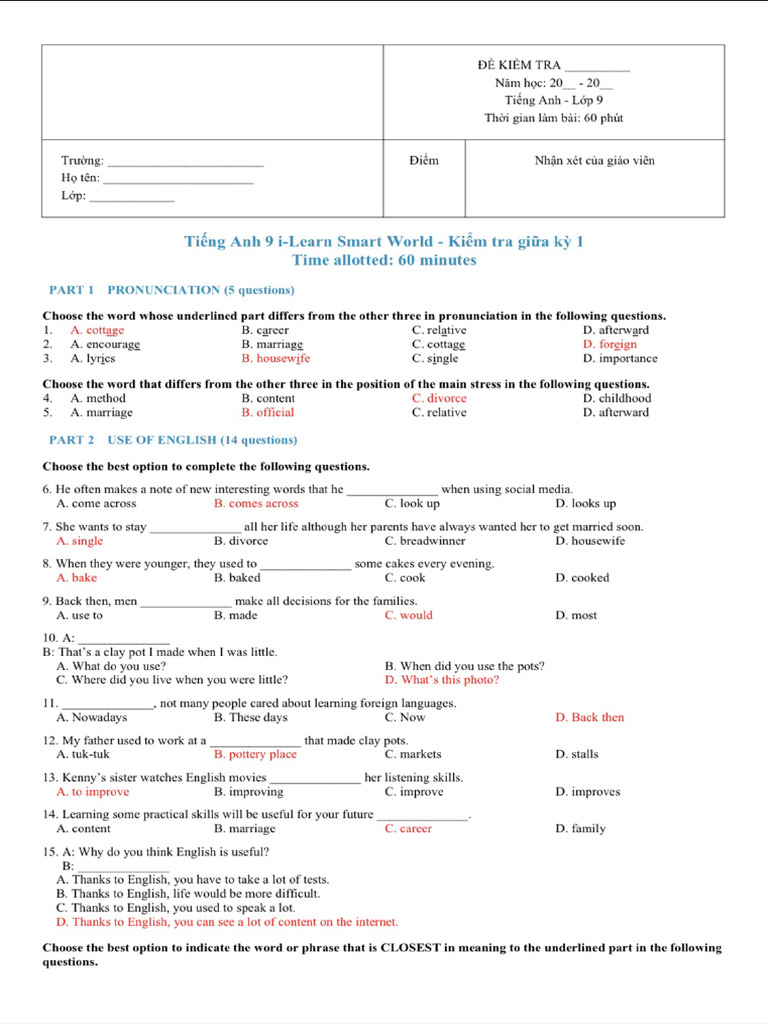 Đề Giữa Kì ILSW 9 Key | PDF