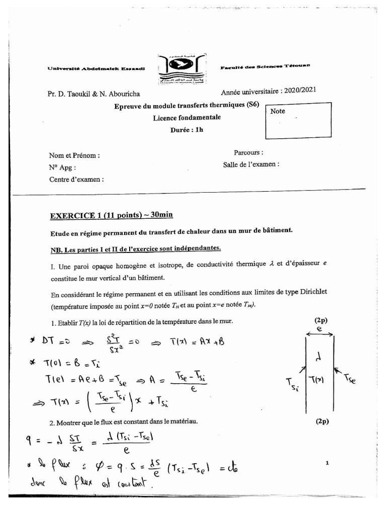 Correction Examen Transfert Normal 2021 | PDF