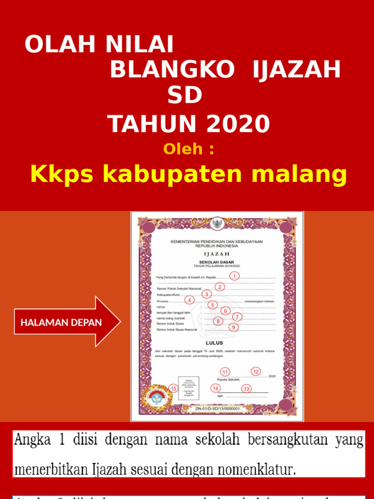 Ppt Juknis Penulisan Ijasah Sd Th 2020 | PDF