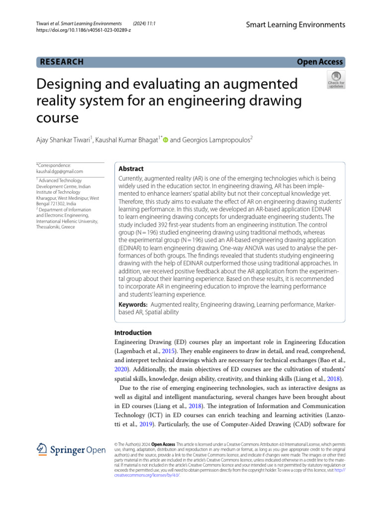 Designing and Evaluating An Augmented Reality System For An Engineering Drawing CourseSmart ...