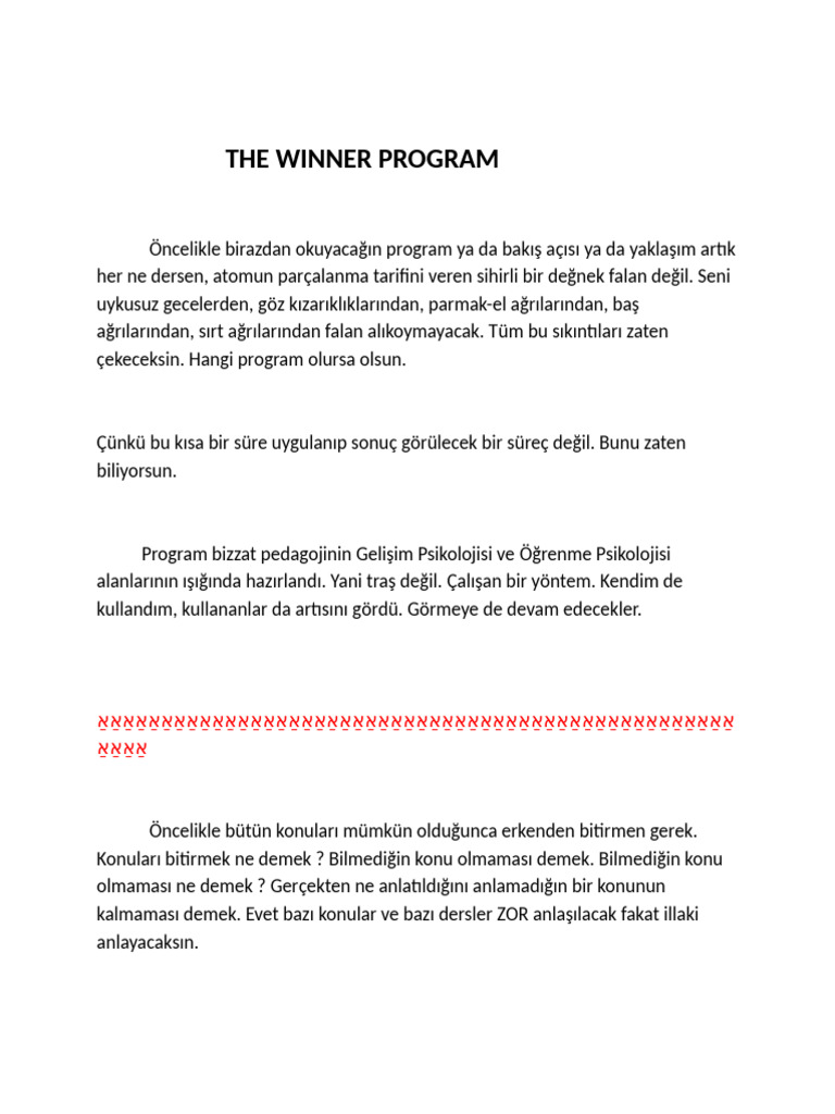 The Winner Program | PDF