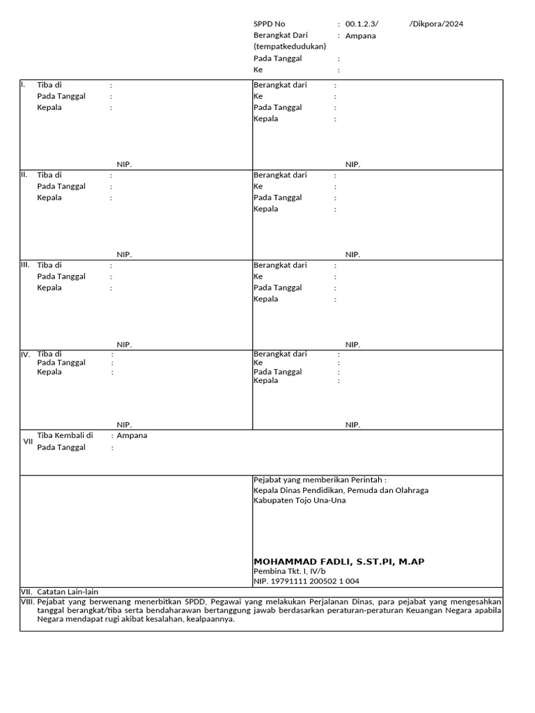 SPPD Lembar Belakang | PDF