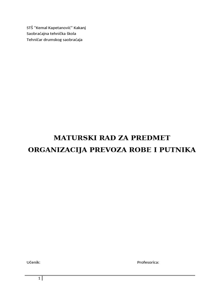 MATURSKI RAD ORGANIZACIJA | PDF