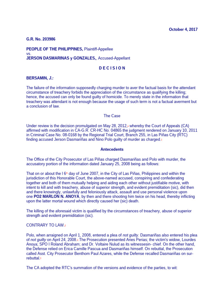 People vs. Dasmariñas - Prove Qualifying Circ | PDF | Crimes | Crime & Violence