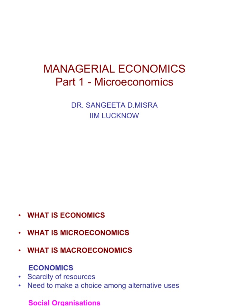 01 Eco 1 - Microeconomics - Introduction | PDF