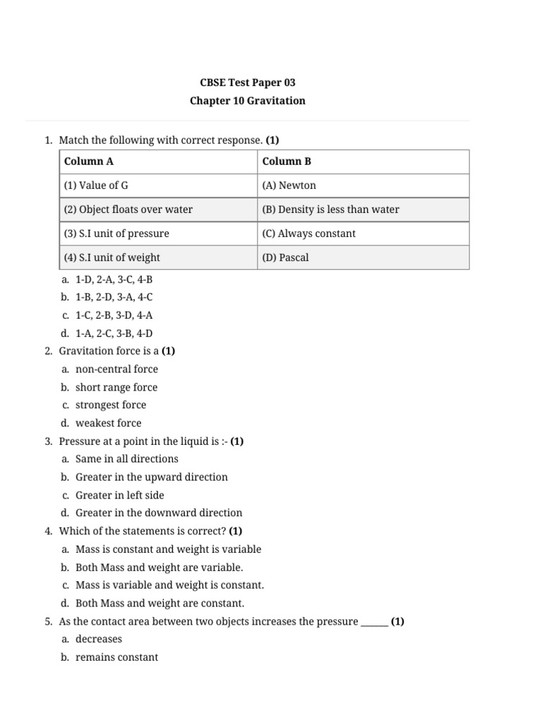 Gravitation class X 2 | PDF | Force | Weight