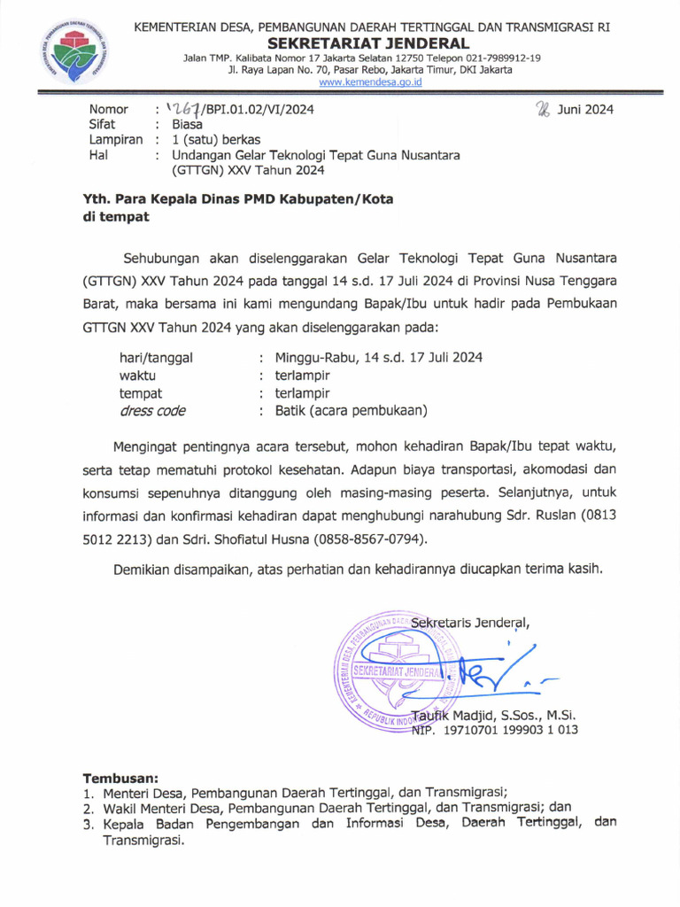 BPI - 1267 Undangan para Kepala Dinas PMD Kabupaten Dan Kota-3 | PDF