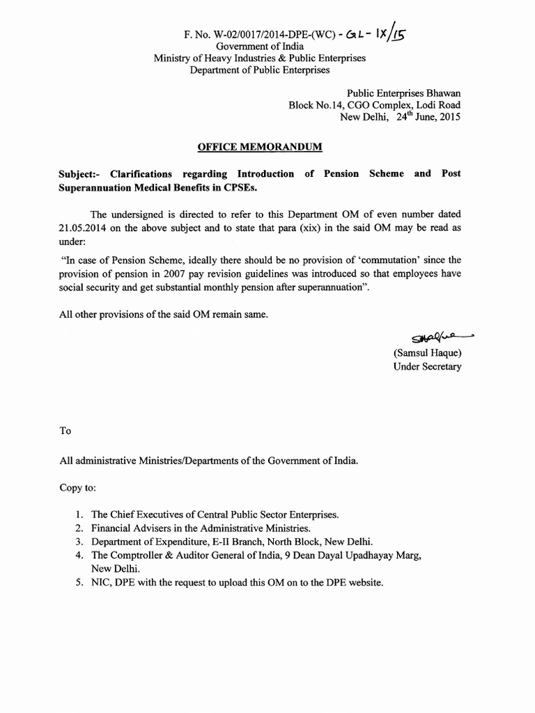 DPE OM Pension Commutaion | PDF