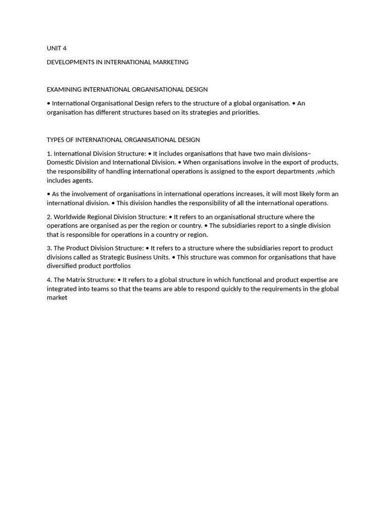 International Markeitngunit 4 | PDF | Marketing | Multinational Corporation