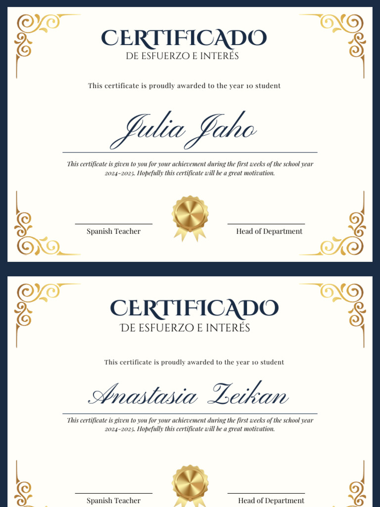 Student Achievement Certificates | PDF