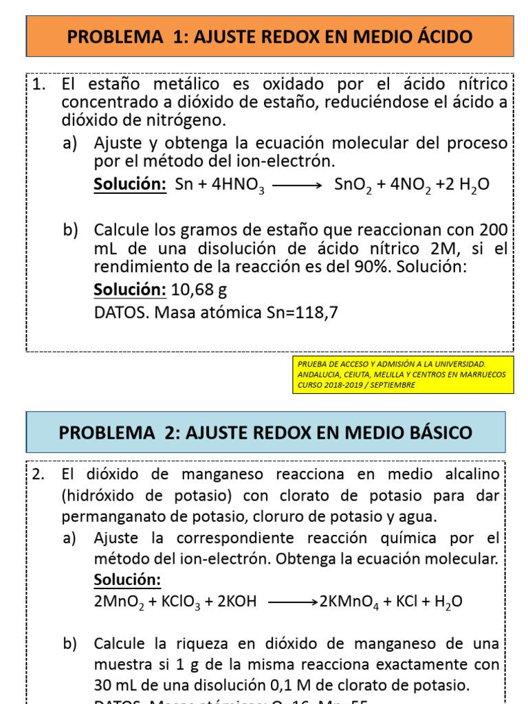 2 Ajuste Redox Medio Acido y Basico | PDF