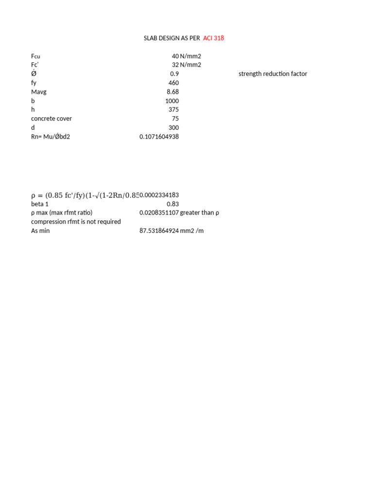ACI 318 Slab Design Calculations | PDF