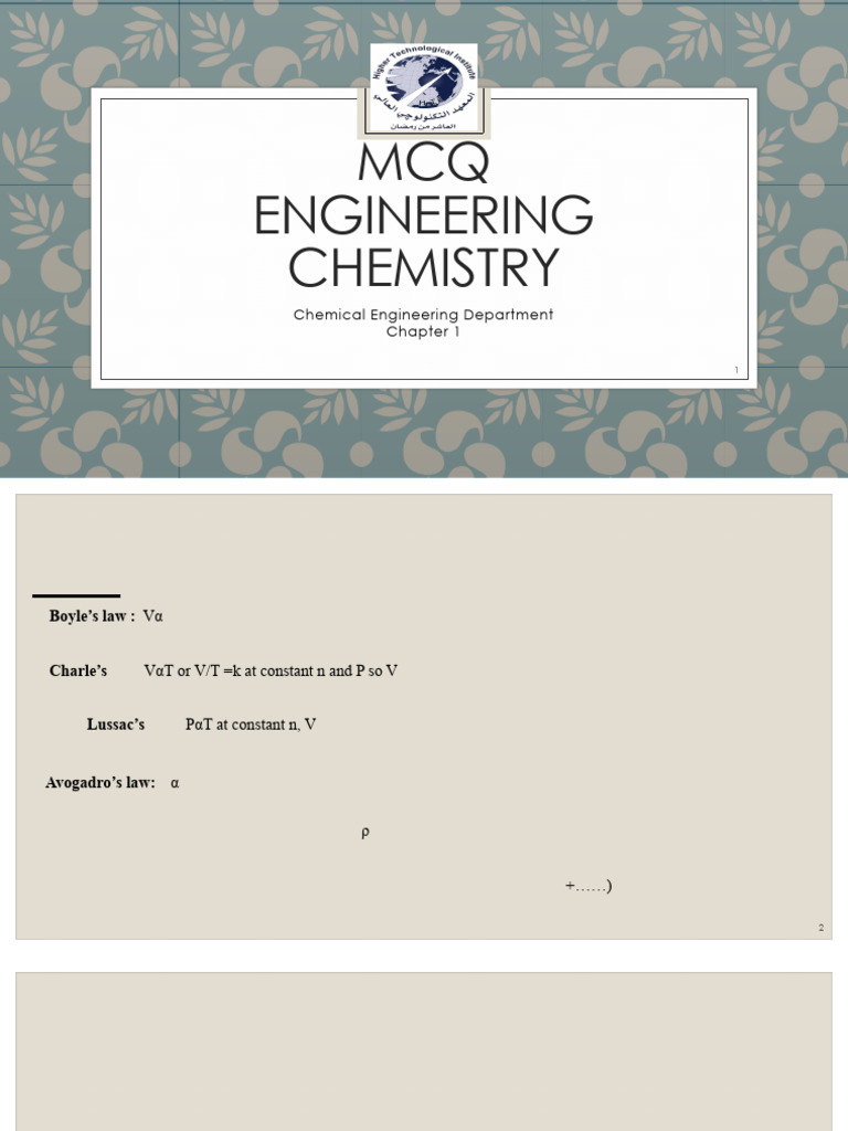 MCQ _ CH 1 | PDF | Gases | Pressure
