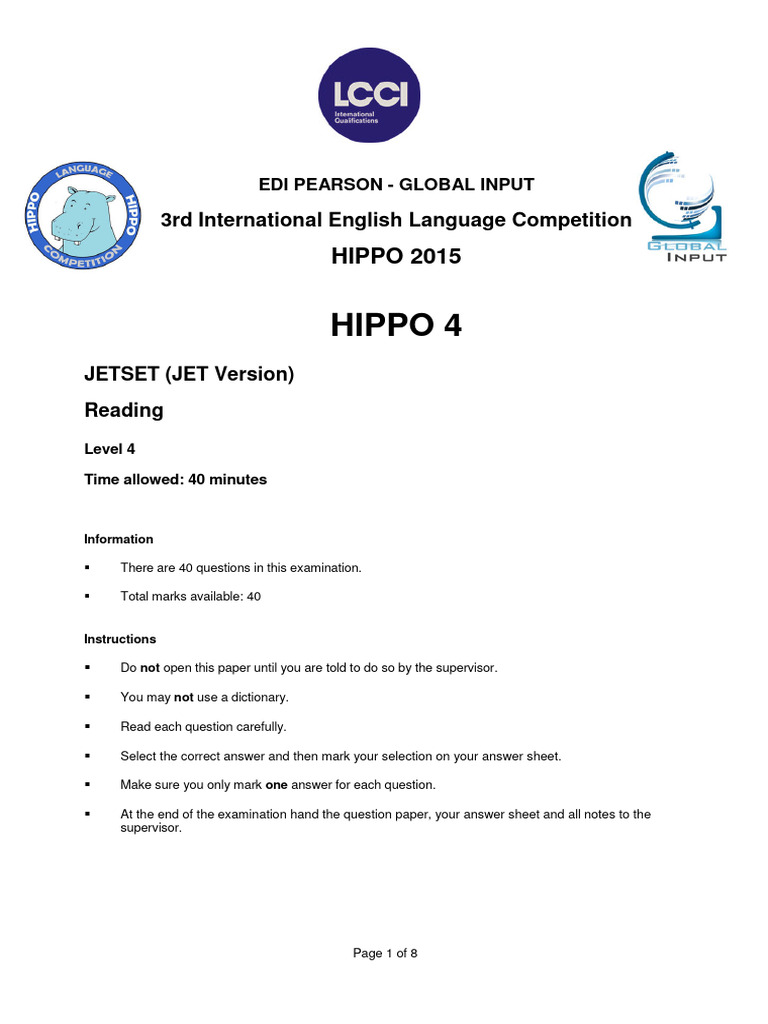 Hippo 4 Reading 2015 | PDF | Milk