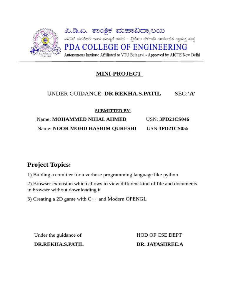 Mini Project | PDF