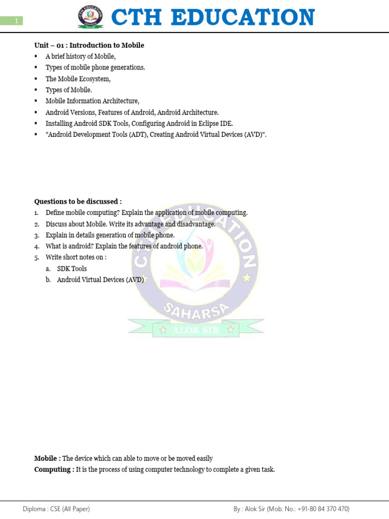 Mc Unit 1 Notes Pdf Android Operating System Mobile Phones