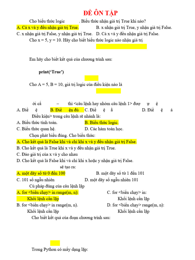 ĐỀ ÔN TẬP HK2 | PDF