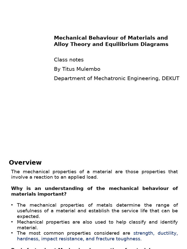 EMT 1202 Strength and Phase Diagrams Notes | PDF | Deformation ...