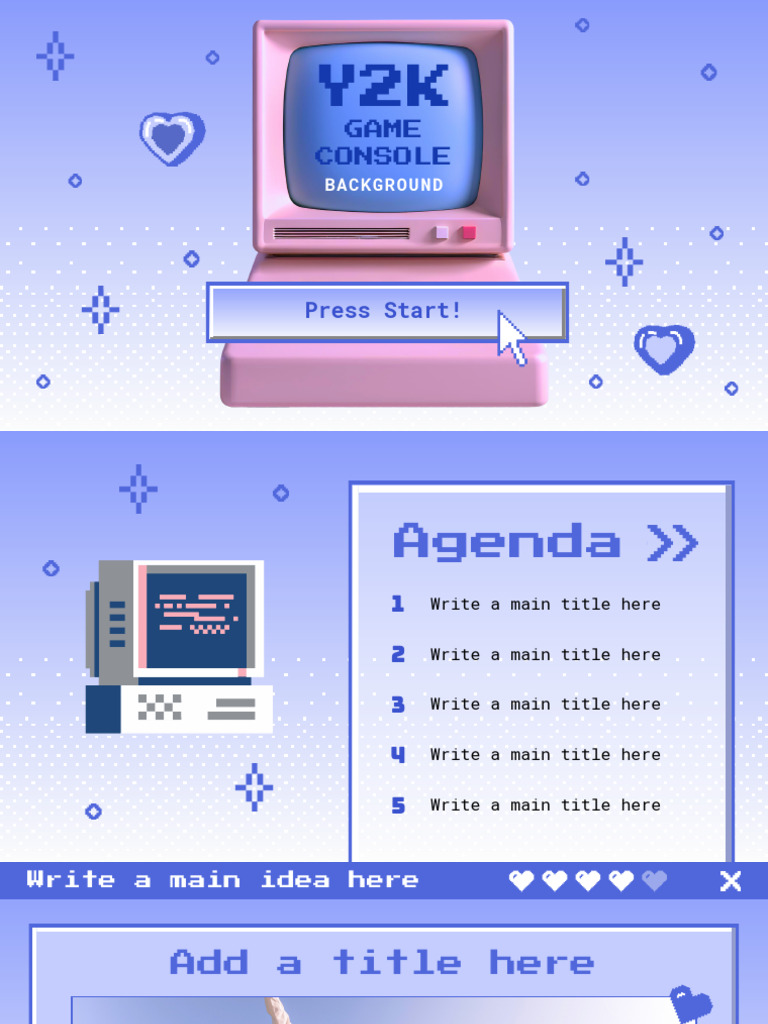 Retro Pixel Y2K Game Console Background Slides | PDF