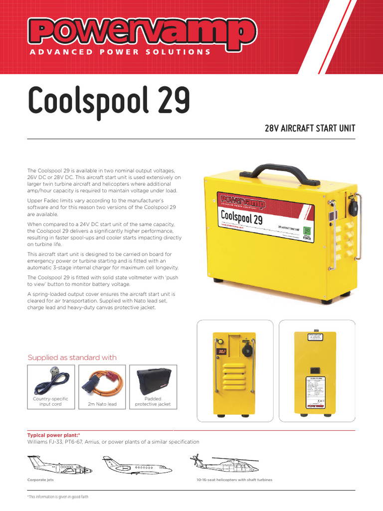 Coolspool 29 Aircraft Start Unit Specs | PDF | Battery Charger ...