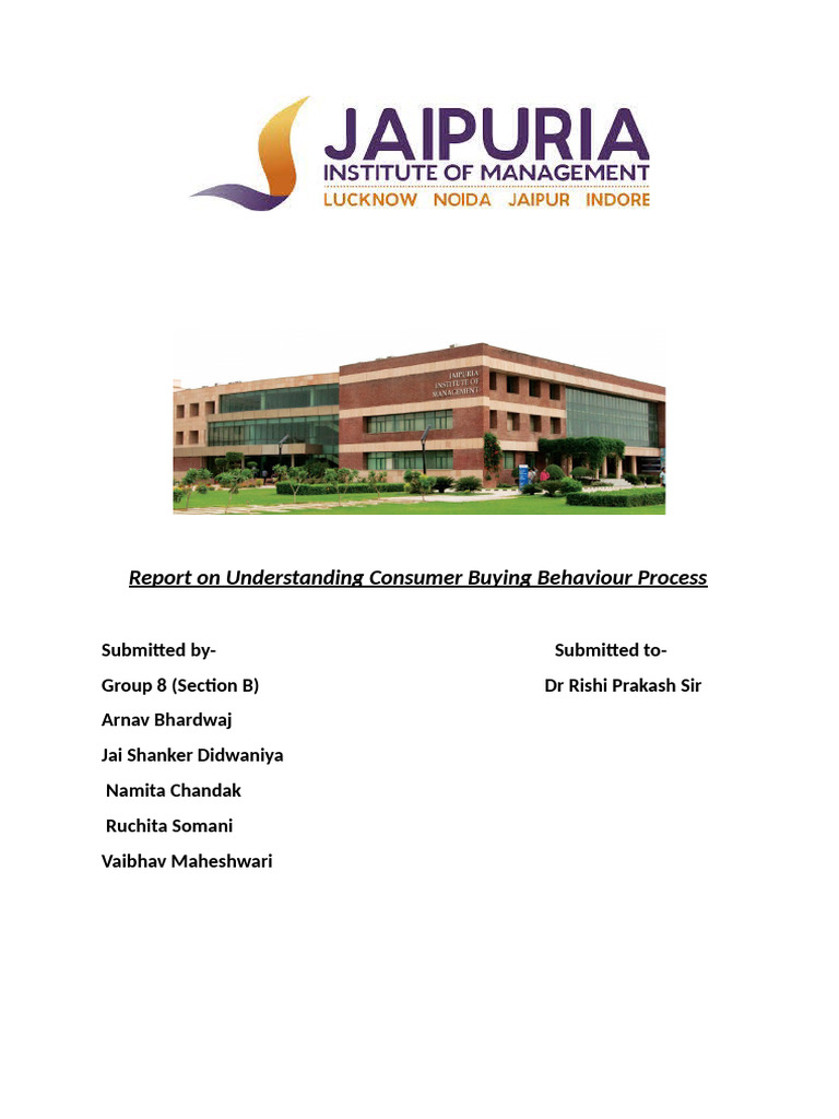 Report on Understanding Consumer Buying Behaviour Process | PDF ... Report on Understanding Consumer Buying Behaviour Process | PDF ...