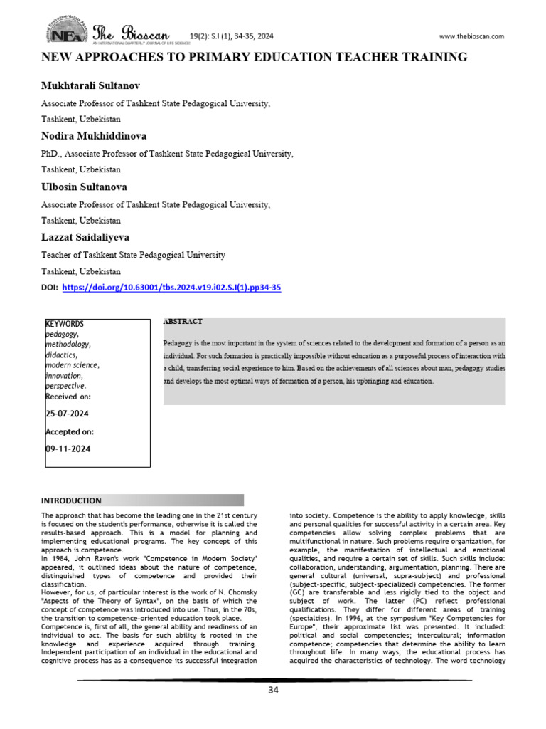 New Approaches To Primary Education Teacher Training | PDF | Pedagogy | Science