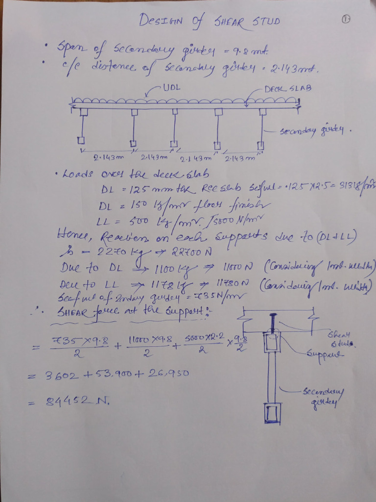 Design Calculation of Shear Stud 01.04.24 | PDF