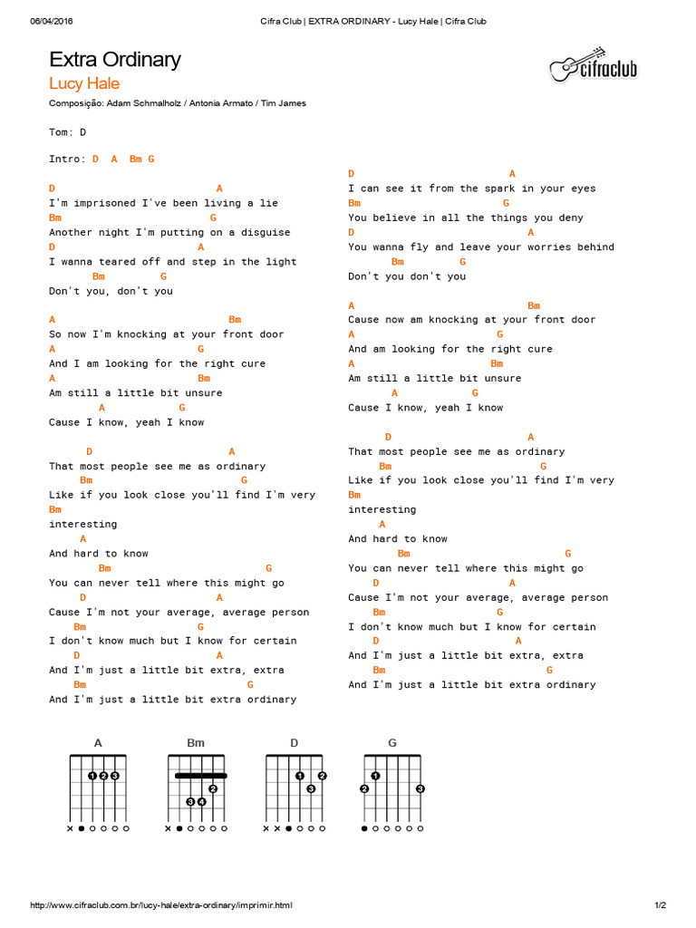 Lucy Hale's "Extra Ordinary" Chords | PDF
