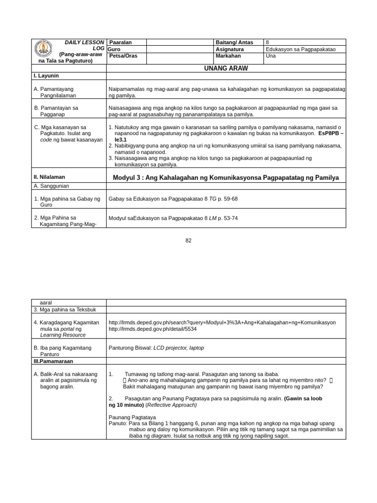 DLL-ESP 8 Modyul 3 Word | PDF