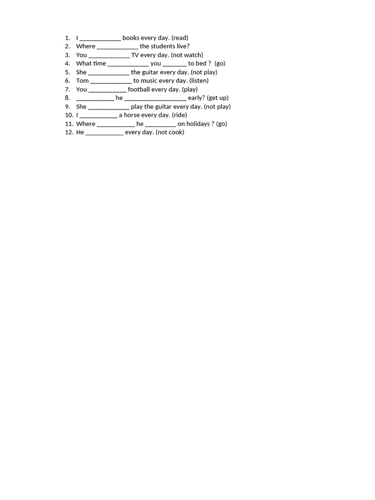 Present Simple Test | PDF