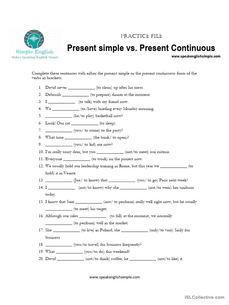Present Simple vs. Present Continuous | PDF | Syntax | Grammar