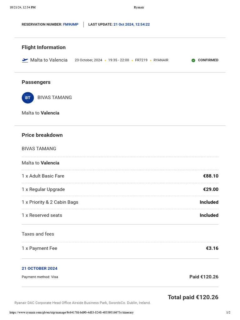 Bivas Malta To Valencia | PDF