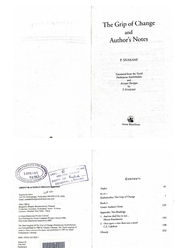 Grip of Change and Author's Notes - Sivakami | PDF