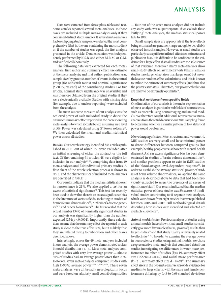 nrn3475_p109 | PDF | Meta Analysis | Effect Size