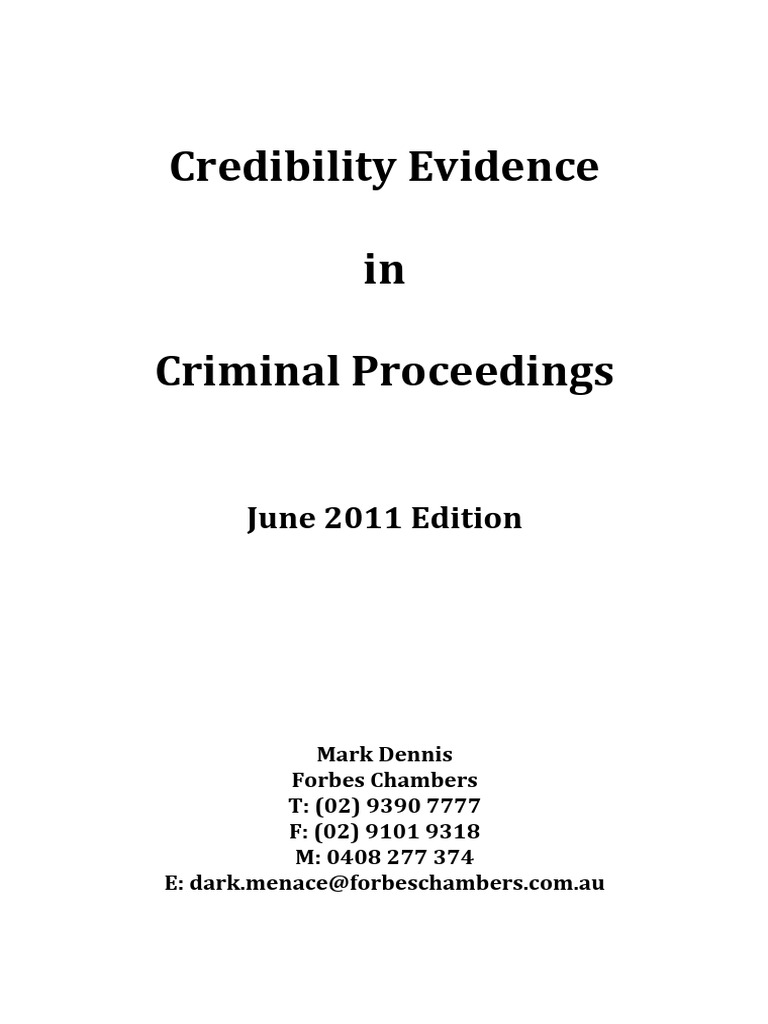 Credibility Evidence in Criminal Law | PDF | Witness | Relevance (Law)